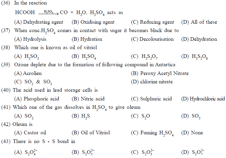 NEET UG Chemistry P Block Elements MCQs, Multiple Choice Questions